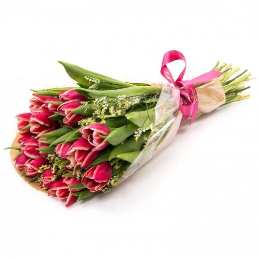 15 lalele roz in buchet